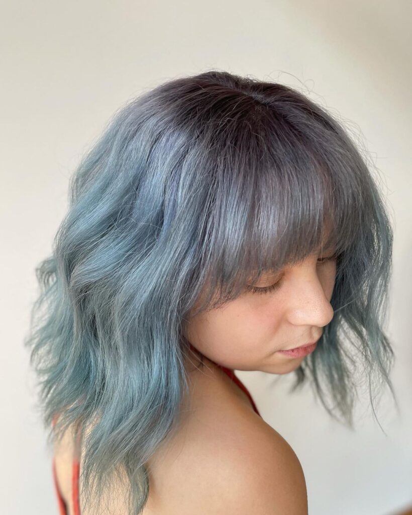 Smokey blue hair color