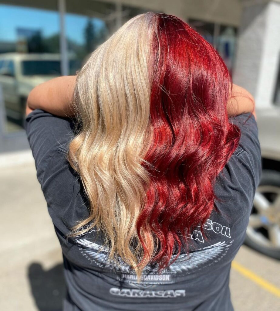 Half red half white hair - blood and snow